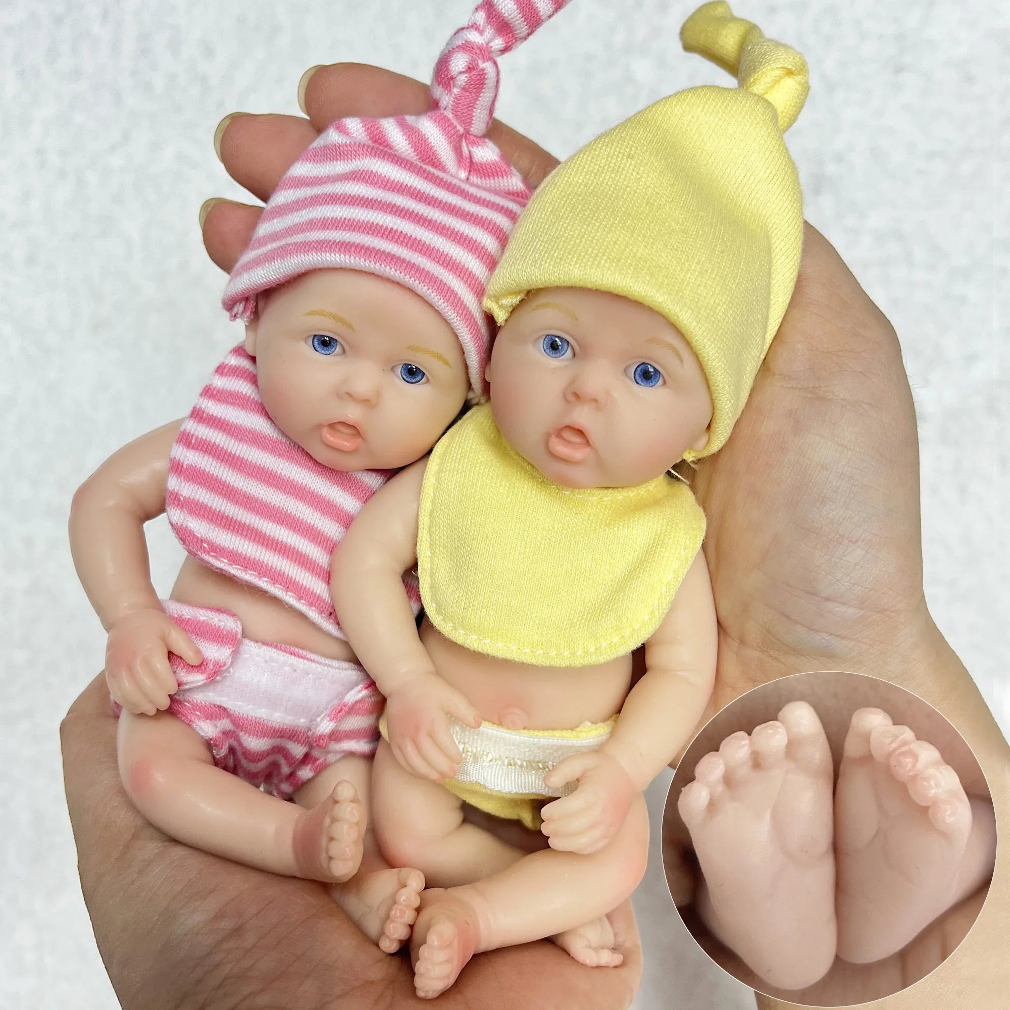 6 inches Open Eyes Full Silicone Mini Reborn Doll Twins: Monabebe.com