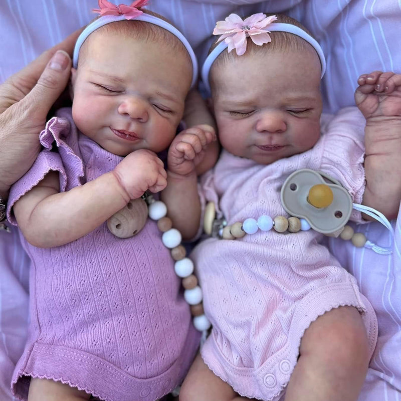 19 Inch Bertha and Beatrice Realistic Sleeping Reborn Doll Twin Sisters ...