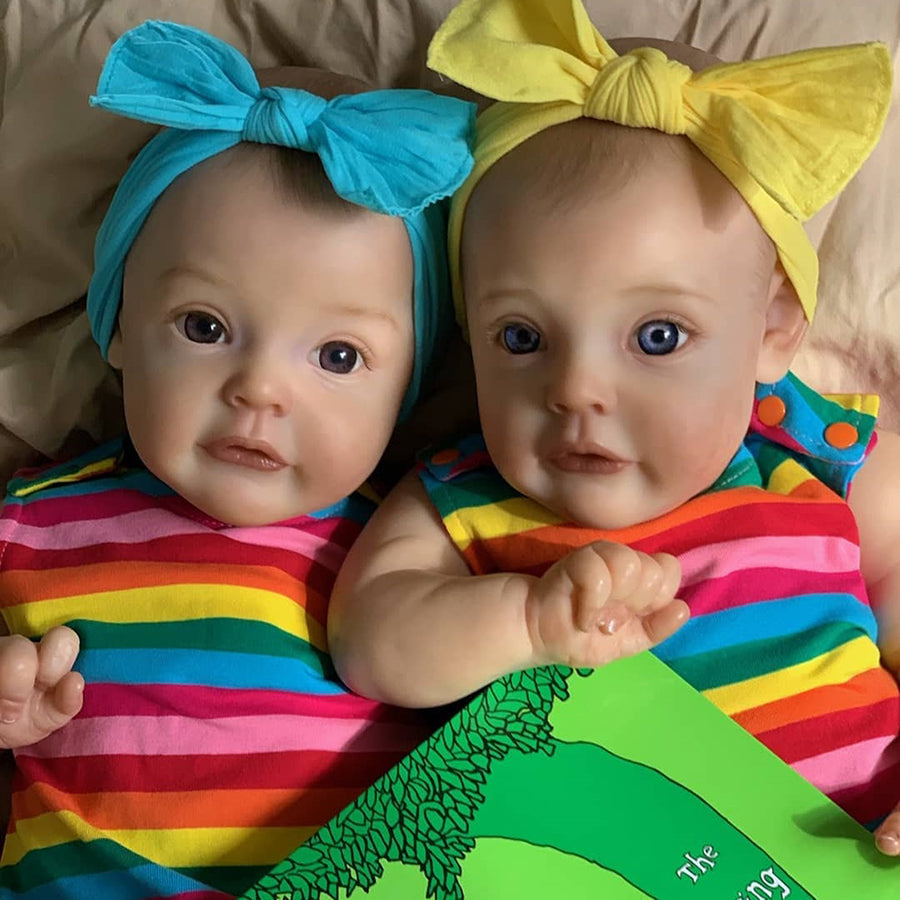 22 inch Ella And Lucien Reborn Dolls Twin Sisters-Suesue: Monabebe.com