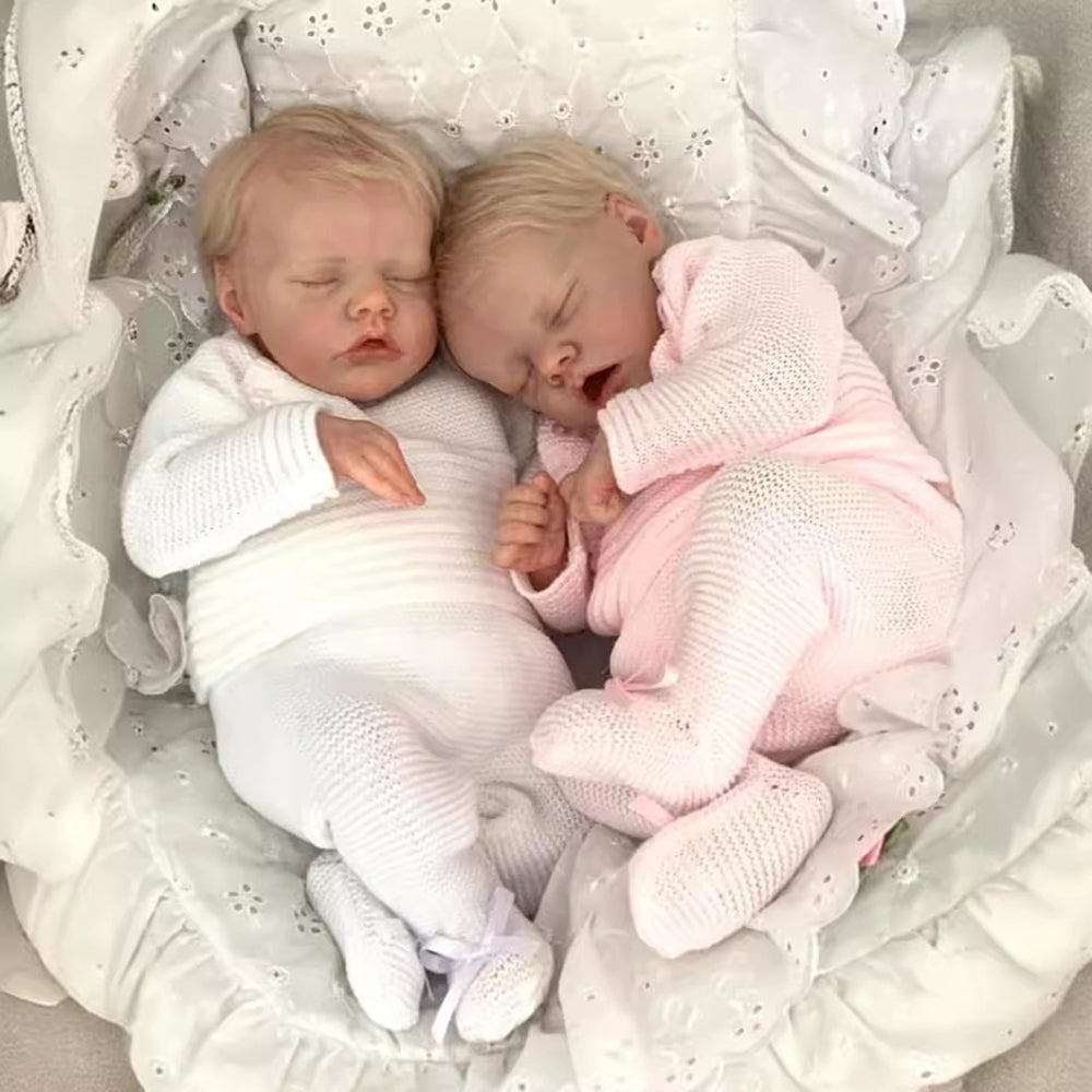 17 Inches Twin Reborn Dolls With Short Blonde Hair: Monabebe.com