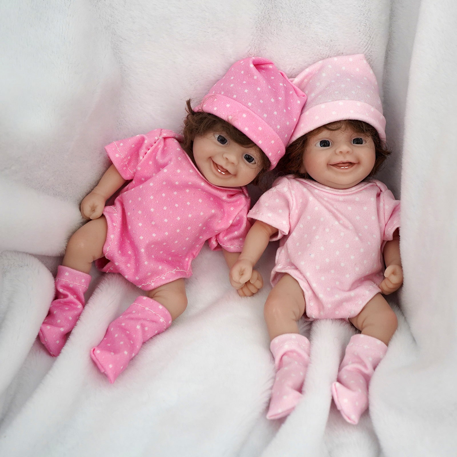 6 inches/15cm Open Eyes Mini Full Silicone Reborn Doll Twins: Monabebe.com