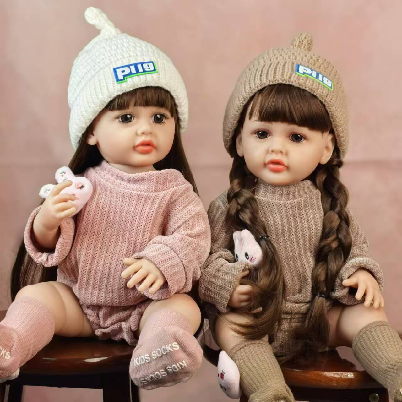 22 Inches Blue Eyes Long Hair Reborn Twins Baby Girls-Betty: Monabebe.com
