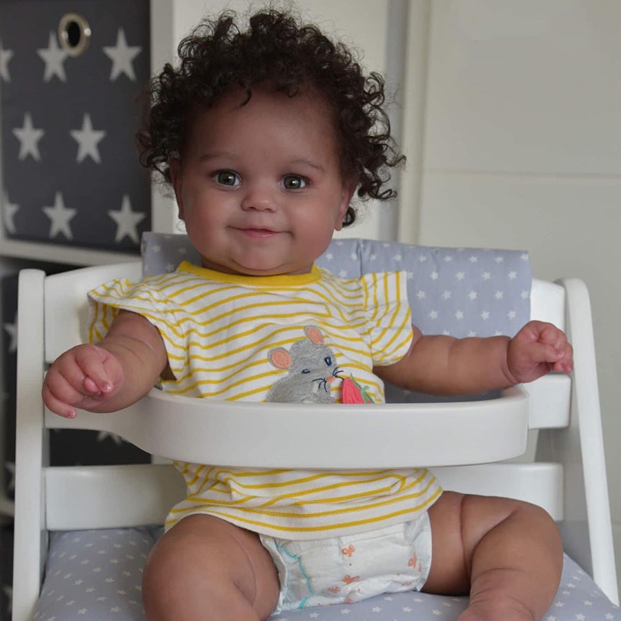 20 Inches Lifelike Ruth Open Eyes African American Reborn Doll-Maddie ...